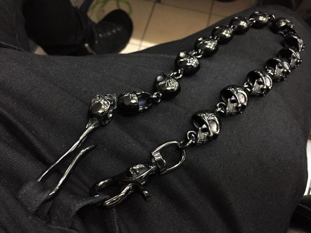 Black Heavy Skull Wallet Key Chain For Edwin Harley Hell Angel 81 ...