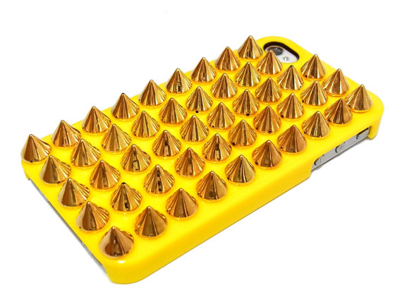 Gold Studded Spike Iphone 4 Case, Studded Punk Iphone 4g Case, Yellow ...